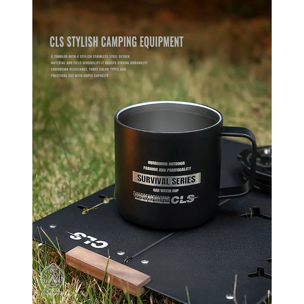 [桃園/新北店面24H出貨]CLS帶蓋雙層握把杯 杯子 環保杯 304不銹鋼杯 啤酒杯 水杯 咖啡杯 露營杯 露營 | 蝦皮購物