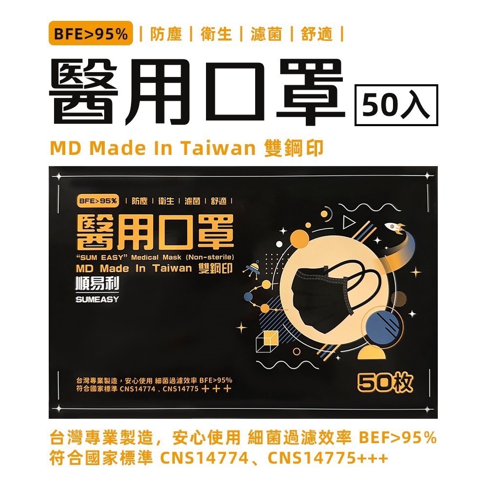 防塵口罩 順易利醫用口罩(黑色)50入 雙鋼印醫用口罩 成人平面口罩 黑色口罩 成人口罩 平面口罩 醫用口罩 口罩 | 蝦皮購物