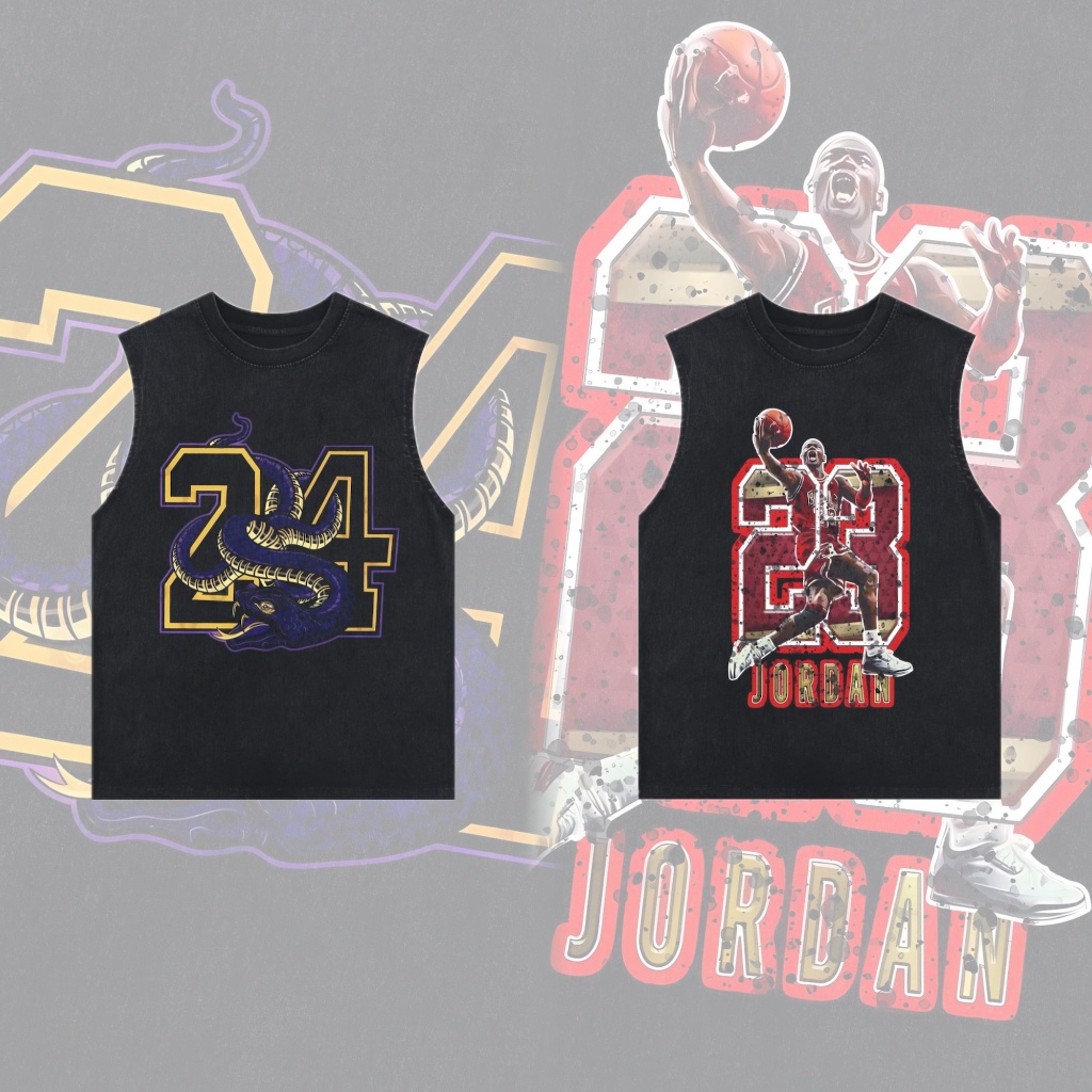 【Qodi】洗水 背心 數字 科比Kobe 喬丹Michael Jordan 水洗 寬肩 寬鬆 無袖 背心 | 蝦皮購物