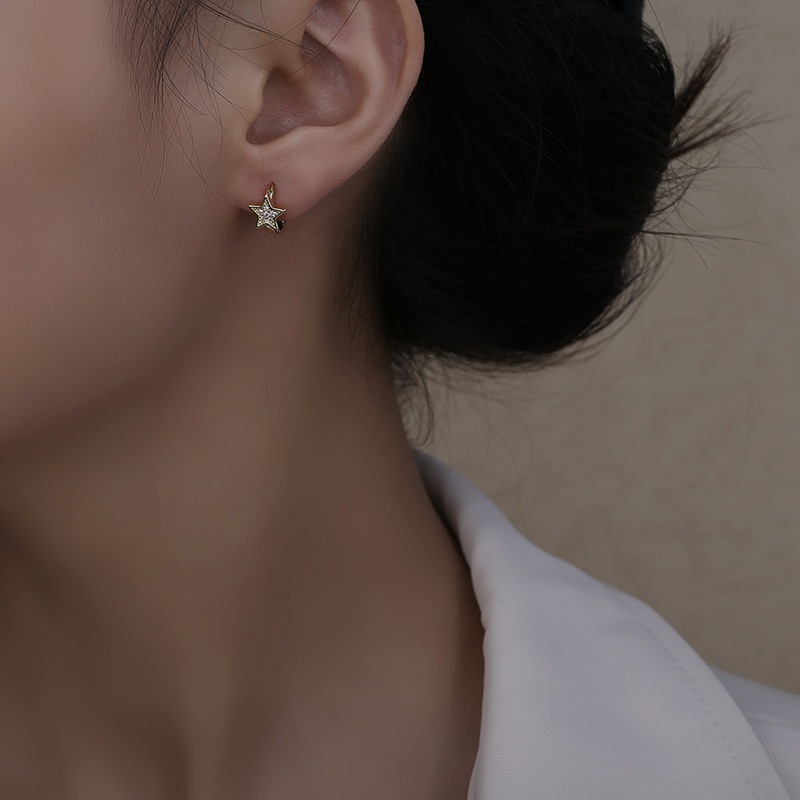 CoDy | 芒星耳釘 韓國 小眾 星星 耳釘 女 s925純銀針 鋯石 女 超閃 小巧 五角星 耳環 | 蝦皮購物