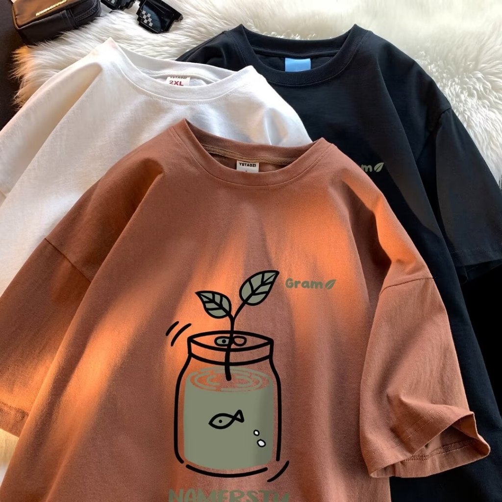 【店長推薦】M-8XL 100%純棉短袖 美式復古潮牌印花男女情侶 寬鬆短袖t恤 加大碼T恤 ins短袖體恤衫五分袖 | 蝦皮購物