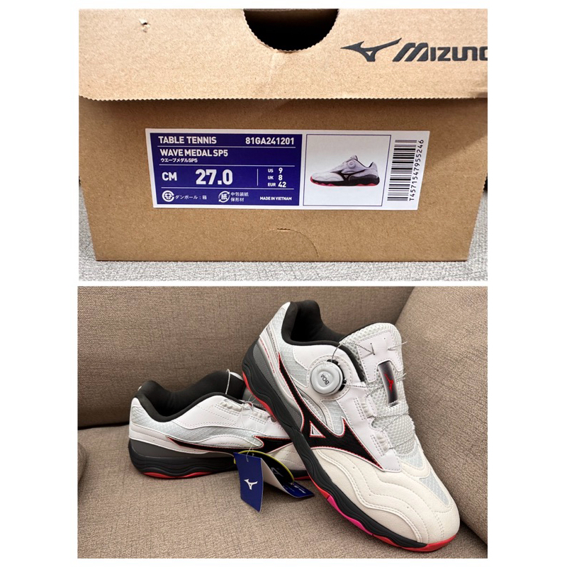最後特價Mizuno boa旋鈕 美津濃 桌球鞋、羽球鞋、排球鞋，羽排鞋 （僅一雙27公分）WAVE MEDAL SP5 | 蝦皮購物