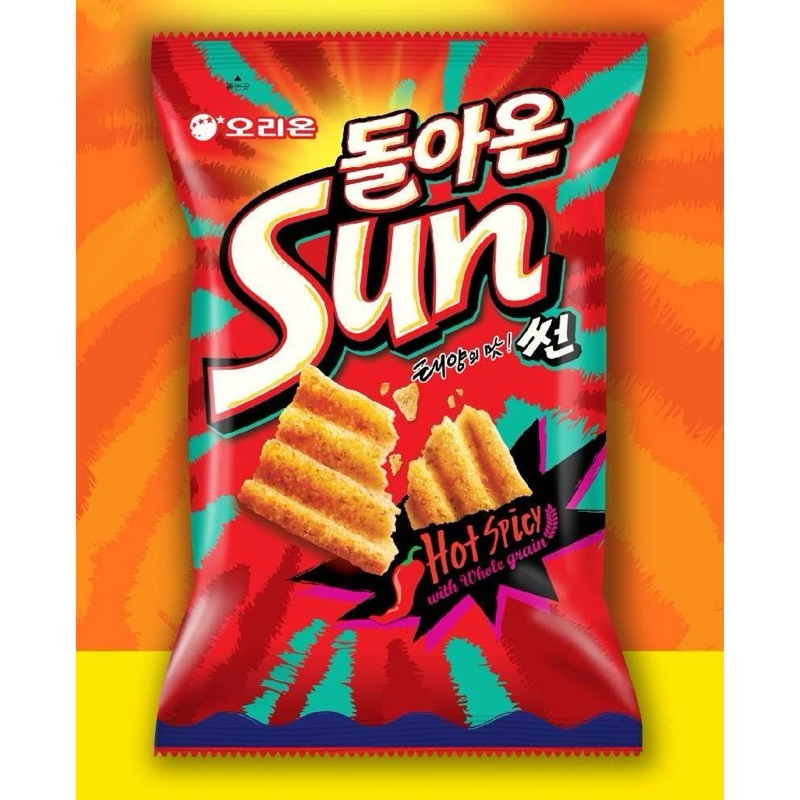 韓國🇰🇷直送 Orion 好麗友 Sun陽光波浪玉米脆片 辣味80g | 蝦皮購物