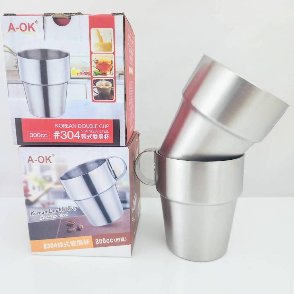 【可客製化 刻字】A-OK雙層杯 #304不鏽鋼疊疊韓式隔熱杯 收納杯 野炊咖啡杯 露營杯 隔熱杯 茶杯 登山杯 aok | 蝦皮購物