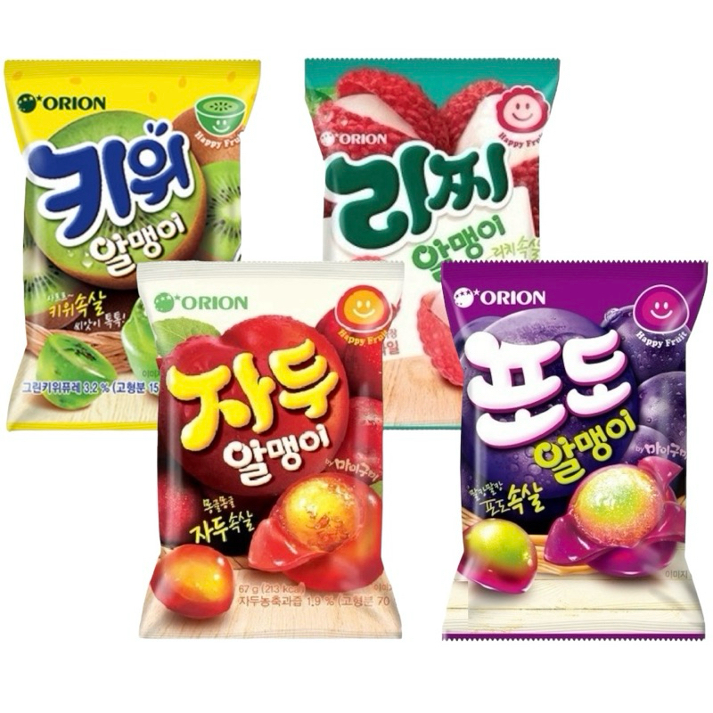 新舊包裝交替出貨 韓國 好麗友 ORION My Gummy 67g 有果肉Q彈水果軟糖 荔枝 李子 奇異果 | 蝦皮購物