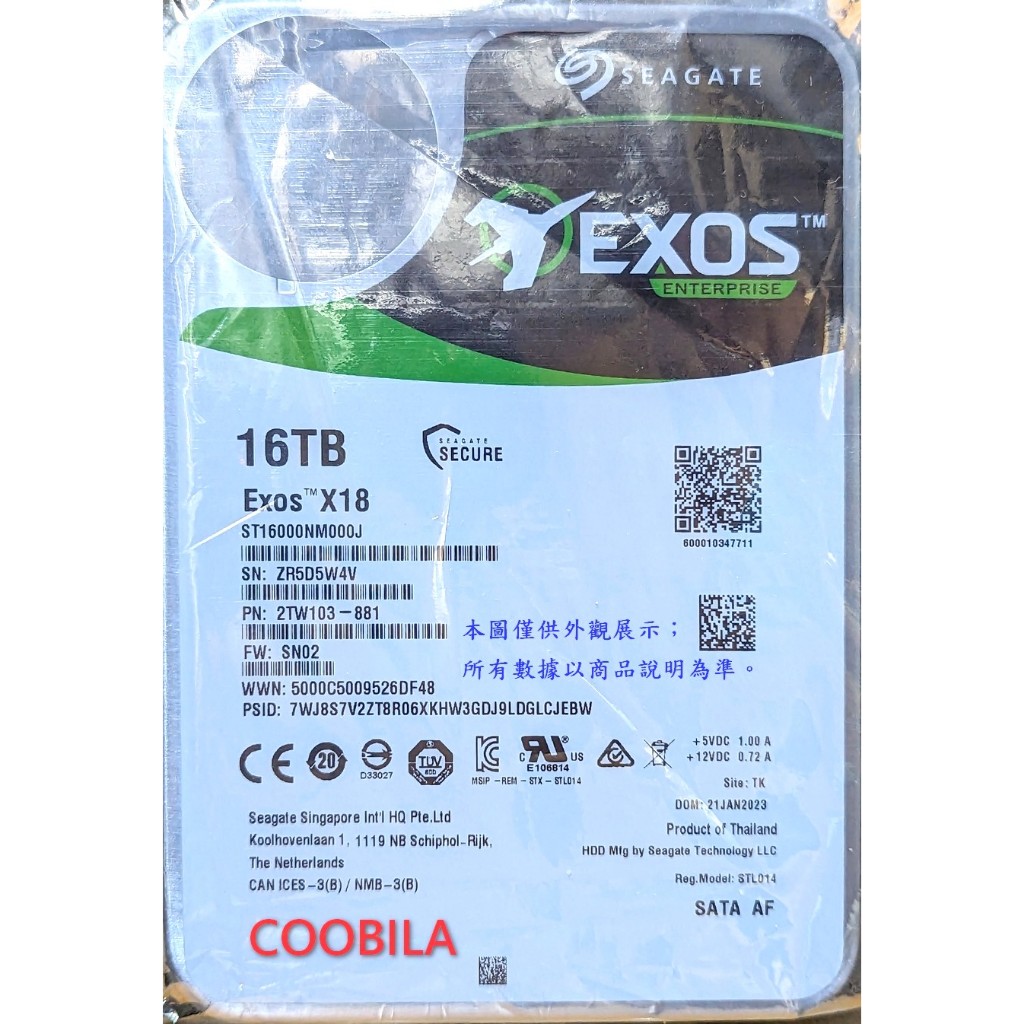 COOBILA二店 台灣現貨台灣保固 希捷SEAGATE 16TB EXOS X16 X18 銀河企業碟整新碟 庫存新碟 | 蝦皮購物