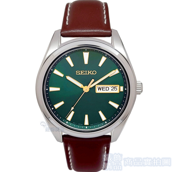 SEIKO 精工 SUR449P1手錶 紳士 藍寶石 綠面 夜光 日星期 咖啡色皮帶 石英錶 男錶【澄緻精品】 | 蝦皮購物