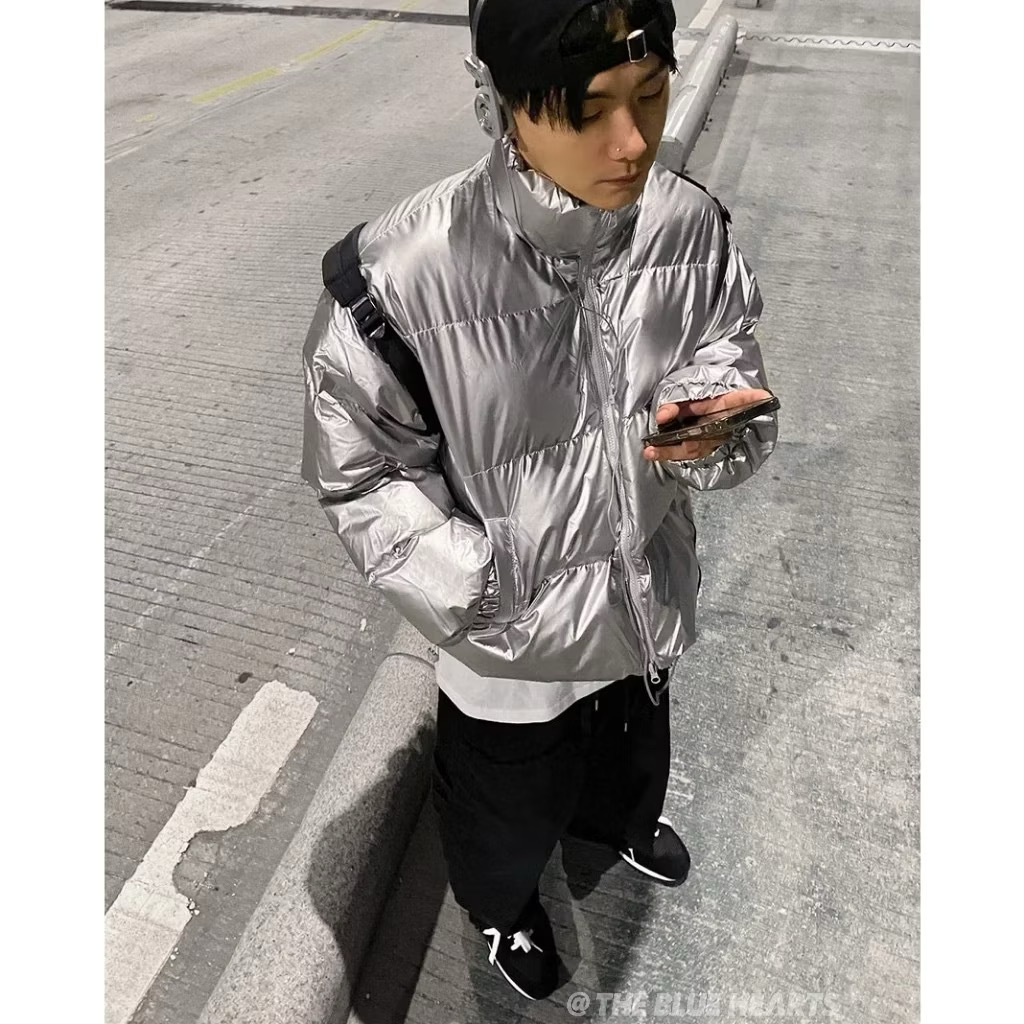 預購｜thebluehearts® 🇰🇷 HOLY IN CODE 太空旅人 光澤感 抽繩 保暖 羽絨外套 (2c) | 蝦皮購物