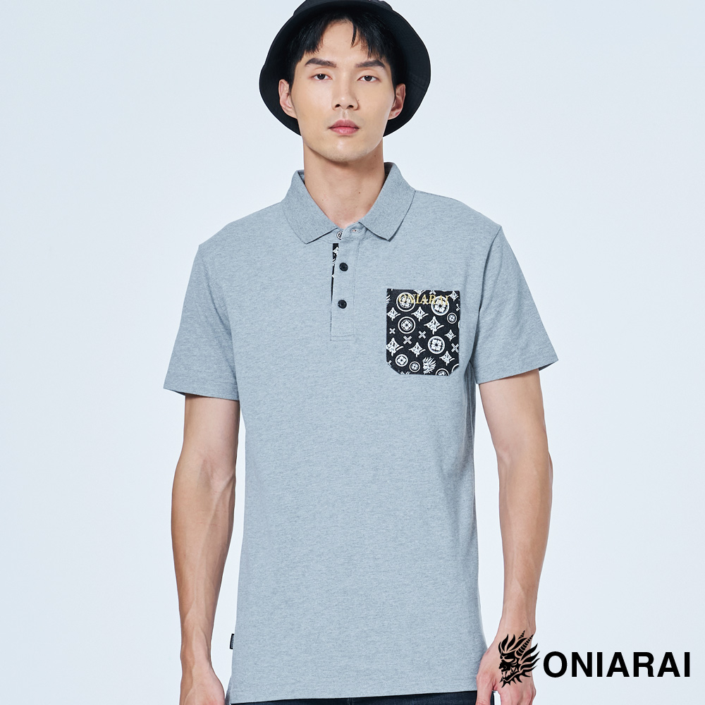 BLUE WAY 鬼洗 ONIARAI - 男款 大和魂家紋元素滿版短袖POLO衫(灰) | 蝦皮購物