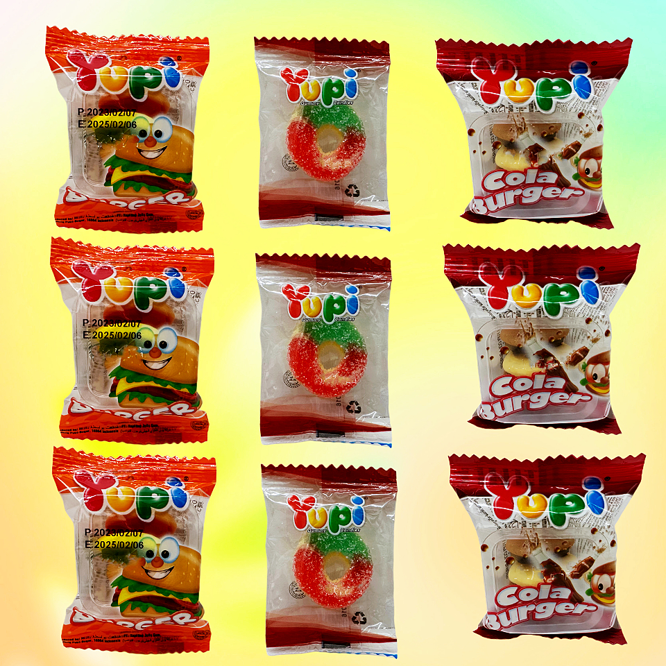 YUPI 小可樂造型軟糖 呦皮QQ軟糖 可樂漢堡 漢堡QQ糖 萬聖節 同學會 小漢堡8克 著條軟糖 聖誕節糖果鬆餅軟 | 蝦皮購物