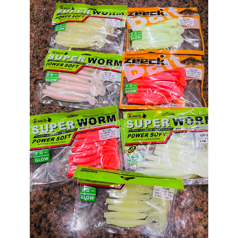 Zeeck Super Worm 夜光軟蟲 白帶魚 太刀魚 天亞 專用 T尾 旋尾 shad wormBait | 蝦皮購物