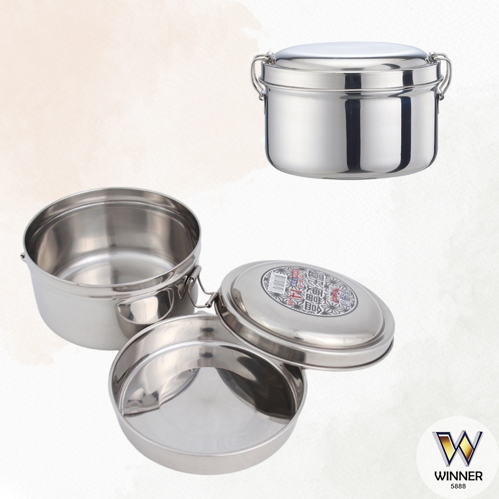 Miyaco 304不銹鋼雙層圓形便當盒【Winner】便當盒 餐盒 飯盒 304便當盒 米雅可便當盒 304餐盒 | 蝦皮購物