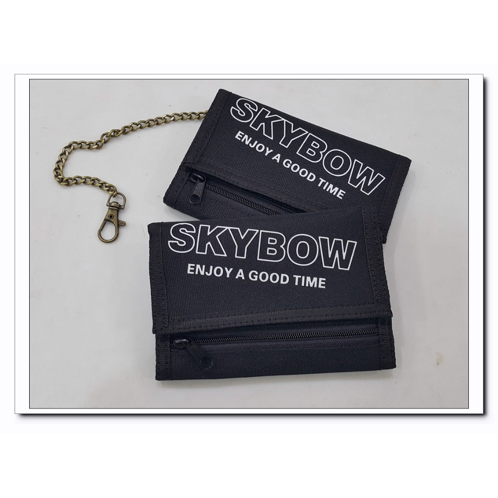 SKYBOW 台灣品牌 三折運動皮夾新款 經典尼龍3折男夾 短夾 運動皮夾 附鏈子 防掉防扒 放褲袋 | 蝦皮購物