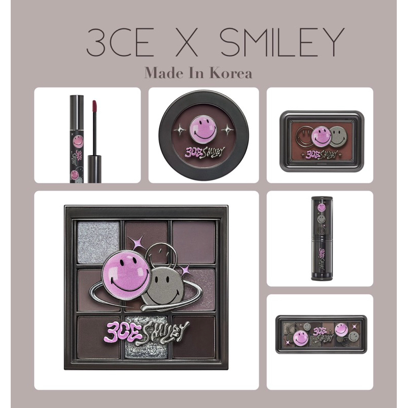 ️OaNa代購 ️ 3CE x SMILEY聯名款 9色眼影盤 12色眼影盤 絲絨唇釉 腮紅 啞光唇膏 | 蝦皮購物