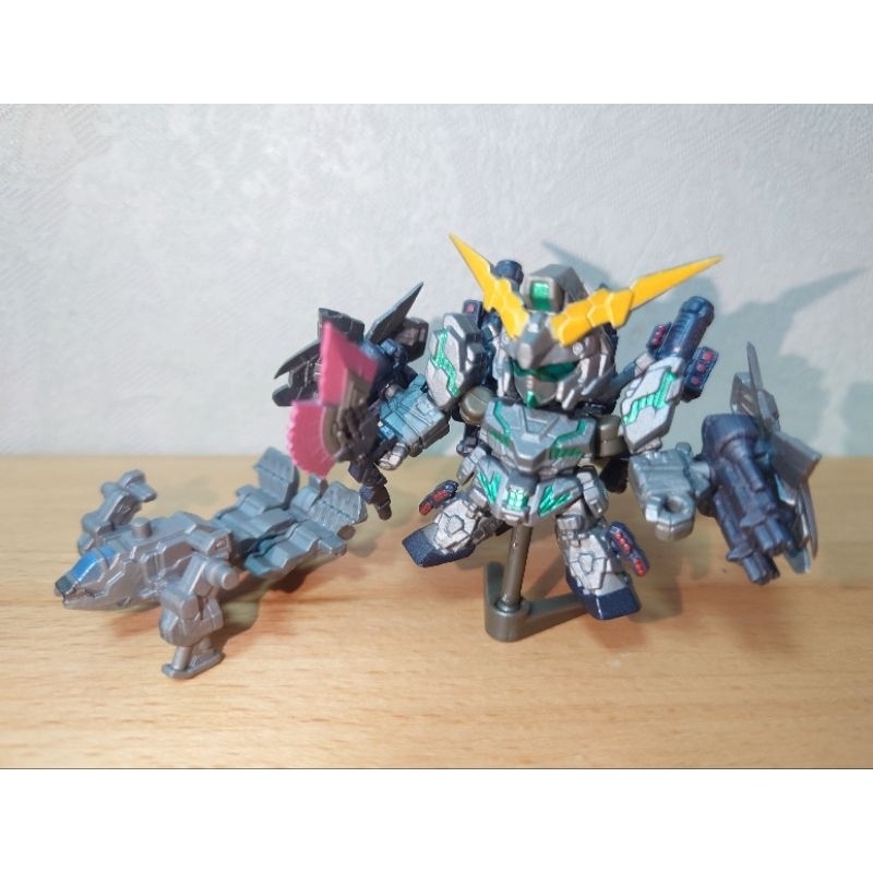 (已組) SD鋼彈 扭蛋戰士 next SP04 金屬色 獨角獸鋼彈 (綠框) + 94式基座承載機 | 蝦皮購物