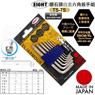 『快速出貨』日本 EIGHT六角板手組 7支組 TS-7S 日本製造 球型六角扳手 內六角板手 球頭六角板 L型六角板手 | 蝦皮購物