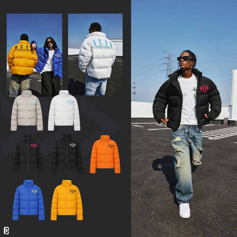 【Conception Select】MEDM胸前基礎刺繡小標 美式落肩寬鬆 立體廓形 白鴨絨 羽絨外套 | 蝦皮購物