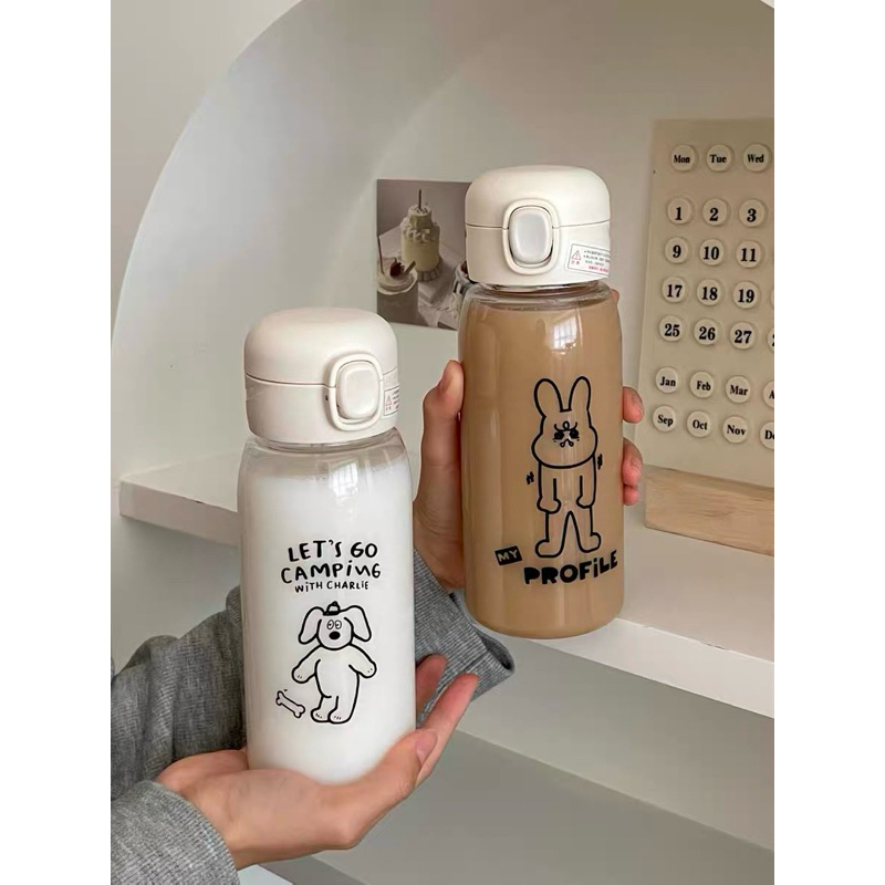 現貨 手繪兔兔小狗吸管杯 高顏值600ml 手繪塗鴉 韓風ins簡約 手提 透明杯 隨身杯 塑料 學生 情侶 | 蝦皮購物