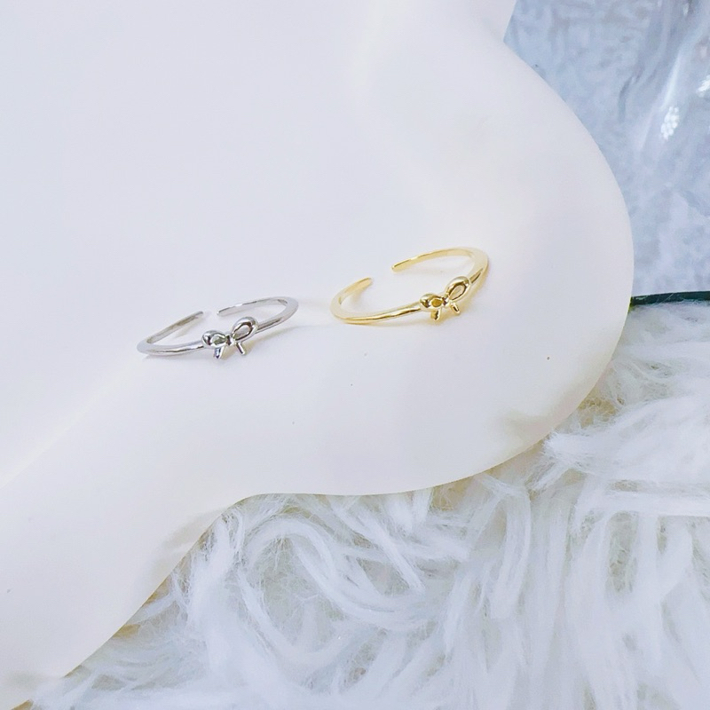 【現貨】可愛小蝴蝶結純銀戒指 S925純銀戒指 美圍戒指 通體純銀 戒指女 | 蝦皮購物