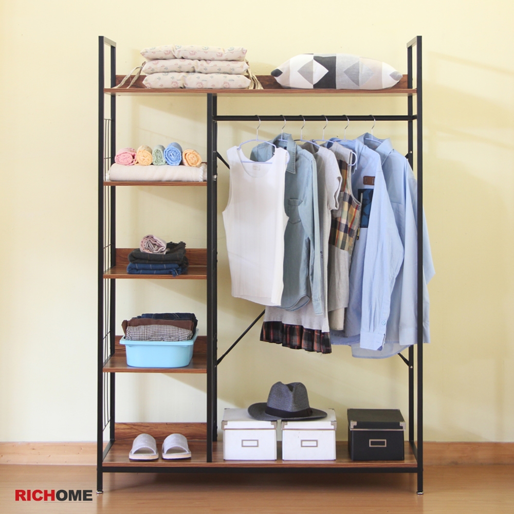 RICHOME WA-210 鋼鐵人五層大衣櫥架 開放式 衣櫃 衣櫥架 置物架 玄關架 掛衣架 更衣室 衣帽間 近全新 | 蝦皮購物