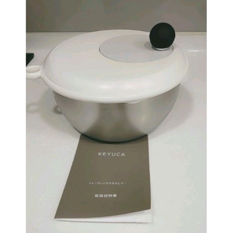 (現貨）日本製 KEYUCA 18-8不鏽鋼 4種用法 手轉式 沙拉攪拌器 蔬果脫水器 料理缽 沙拉缽 冷麵 耐熱 | 蝦皮購物