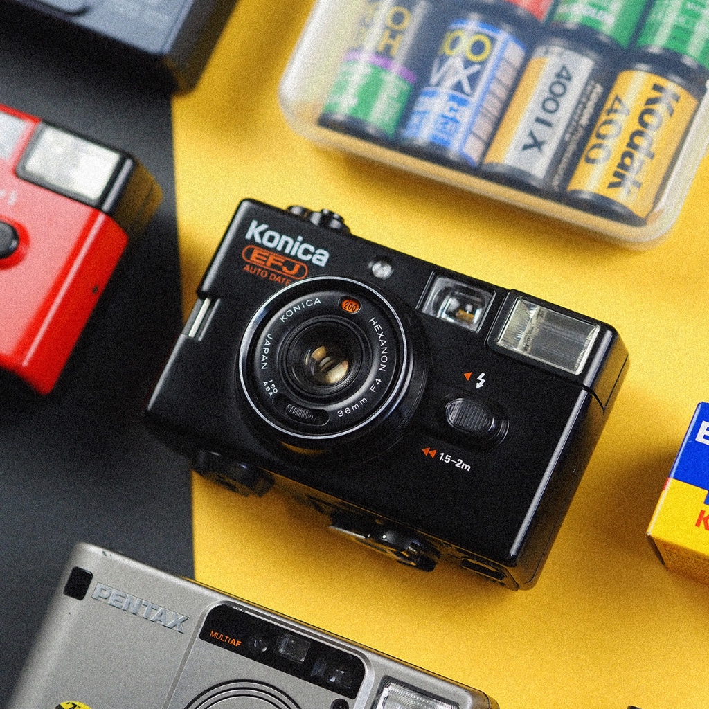 實驗攝 KONICA EFJ C35 EF 柯尼卡 黑色經典款 用三號電池 隨身派 口袋底片相機 旅遊 生活日常紀錄 | 蝦皮購物