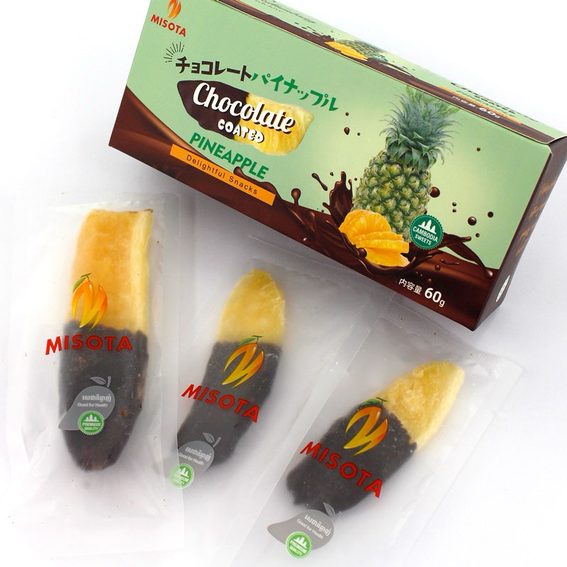 【現貨】柬埔寨 MISOTA 半巧克力鳳梨乾 鳳梨乾 巧克力 80g 代購 零食 | 蝦皮購物