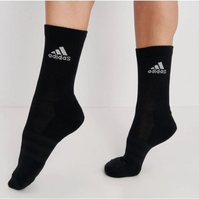 ADIDAS LOGO SOCKS 運動襪 厚底 長襪 白 黑 三雙一組 HT3446 IC1310 DOT 聚點 | 蝦皮購物