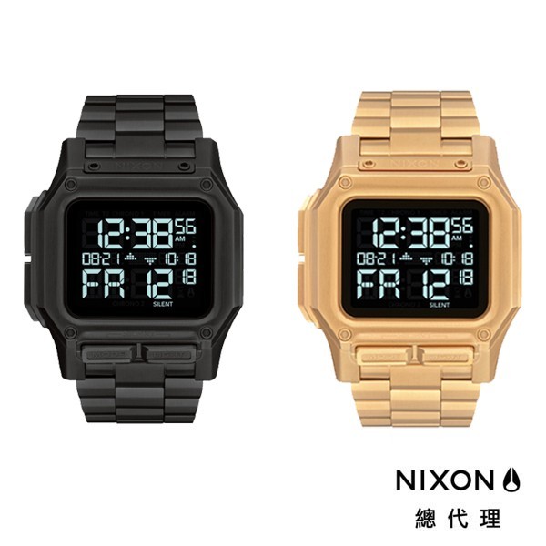 NIXON THE REGULUS SS 美國特種部隊 指定款 軍事 潛水錶 黑 金 鋼錶帶 電子錶 A1268 | 蝦皮購物
