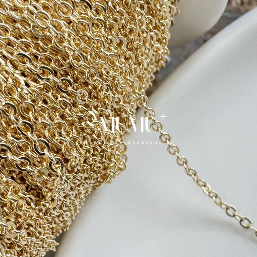 ﹝MuMu+﹞ 14K鍍金 白銀色 十字鏈 扁O鏈 鏈條 鏈條 半成品 飾品材料 手作 材料 DIY | 蝦皮購物