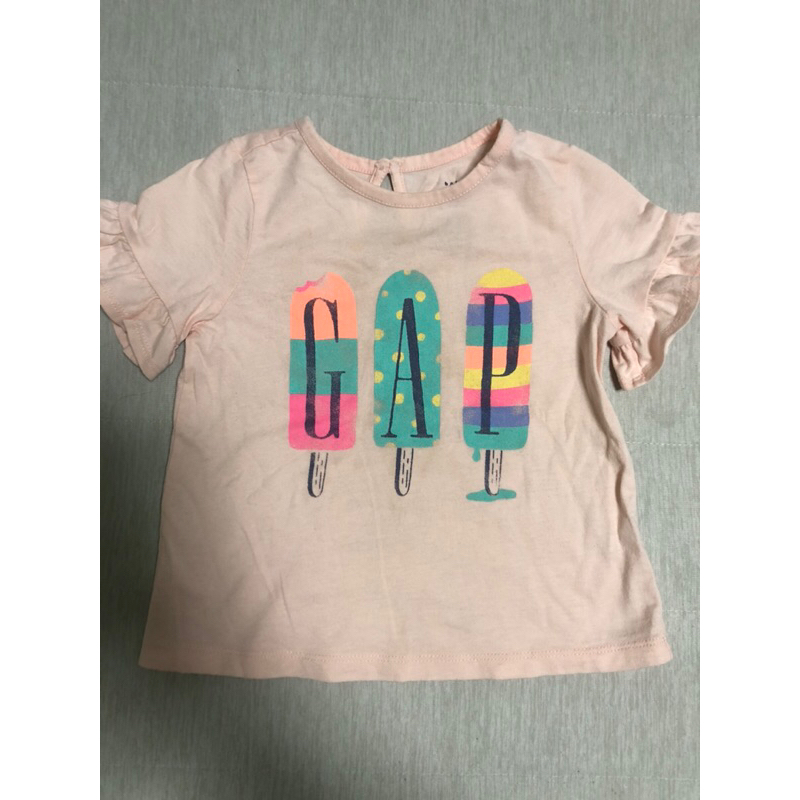 gap 1-2y 女寶 荷葉邊 短袖上衣 3件合售 | 蝦皮購物