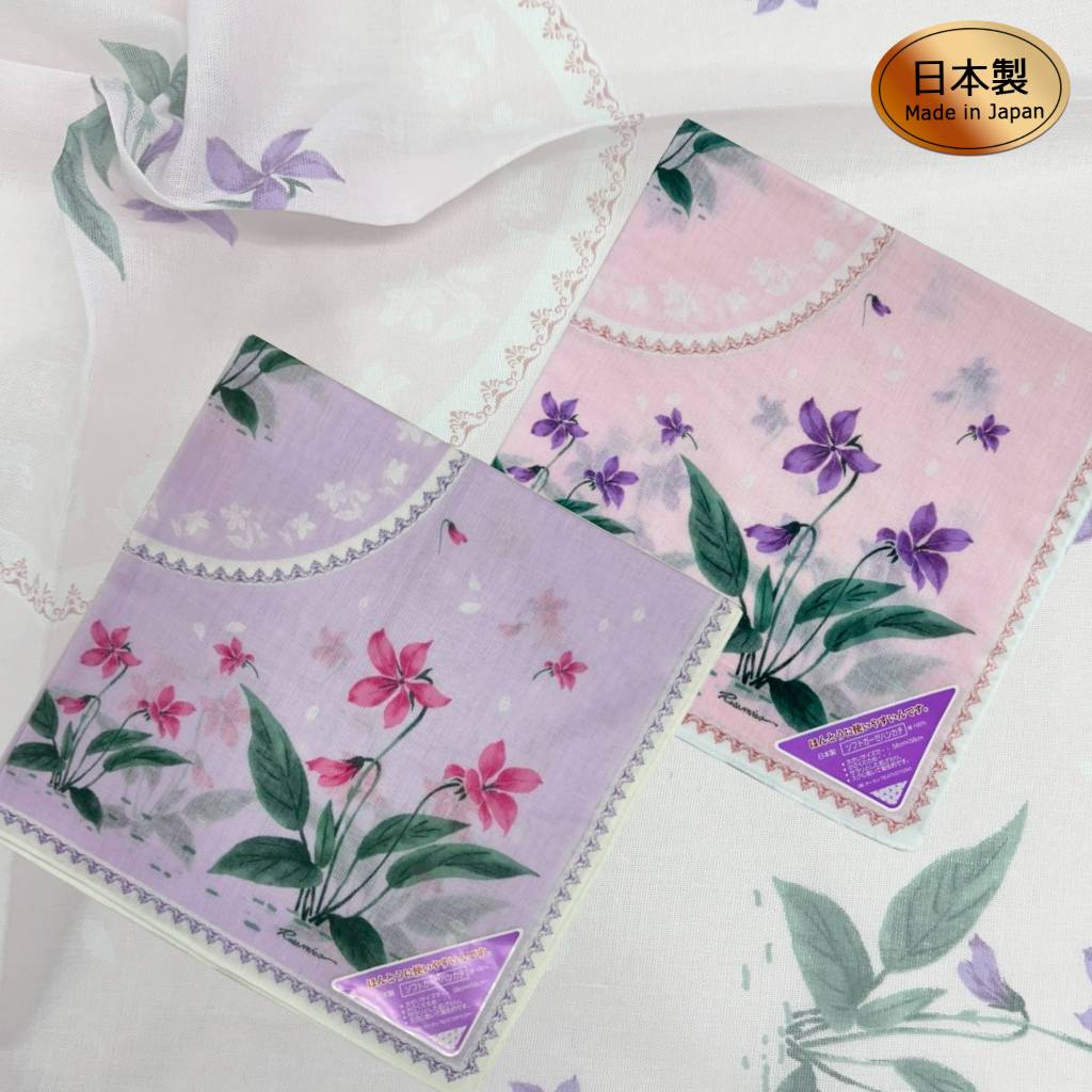 【e2life】日本製 100% 純棉 女 手帕 領巾 鳶尾花 | 蝦皮購物