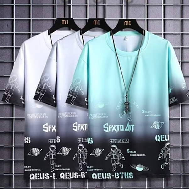 短袖T恤男【M-8XL】漸變色設計感冰絲短袖夏季薄款 大尺碼300斤可穿男女短袖上衣 透氣速乾t恤 半袖五分袖打底衫休閒 | 蝦皮購物