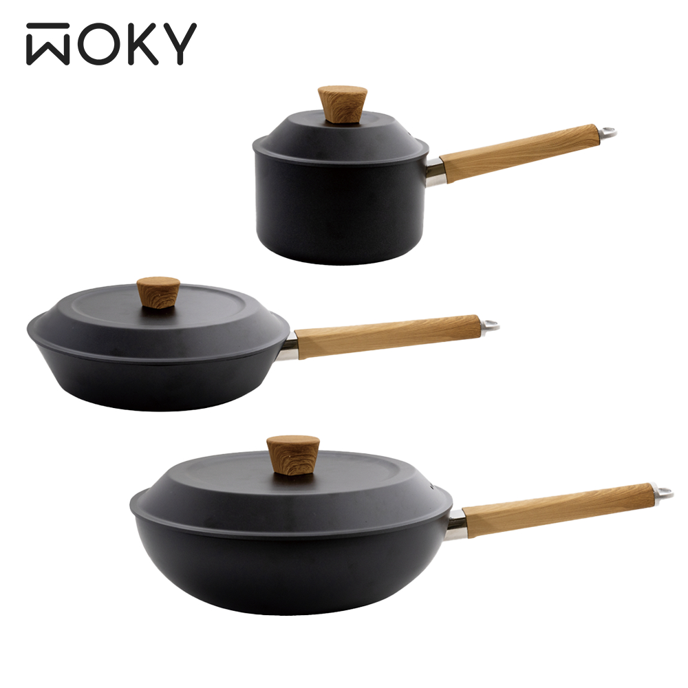 【WOKY 沃廚】職人精造木把耐久不沾鍋系列(炒鍋/平煎鍋/奶鍋) | 蝦皮購物