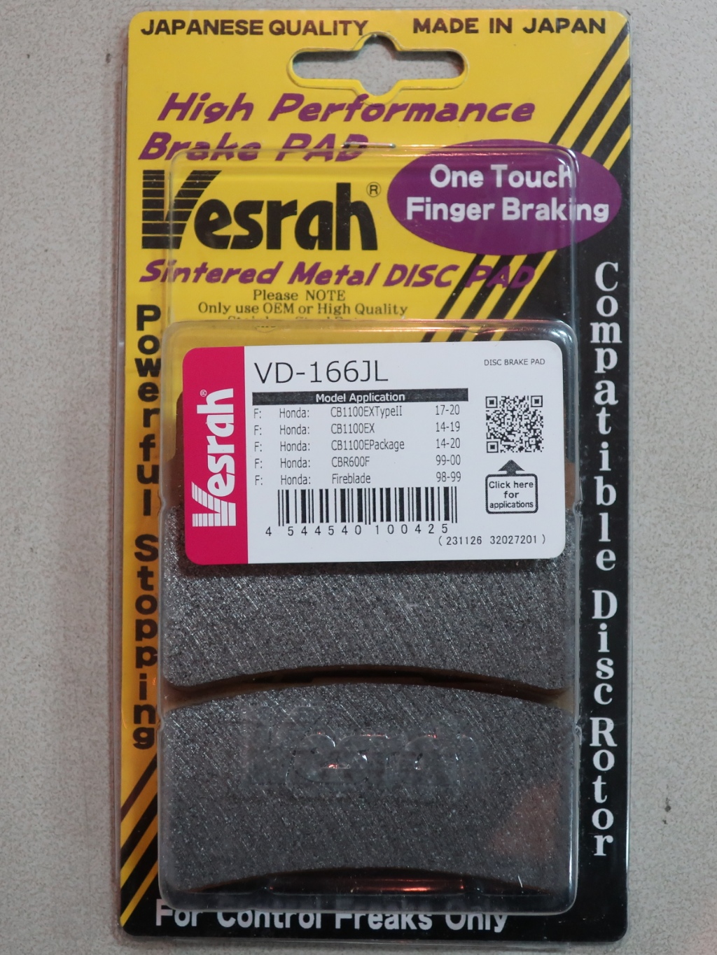 金屬來令 VESRAH VD-166JL NISSIN雙插銷對四卡鉗(CB400 CB1300 CB1100) | 蝦皮購物