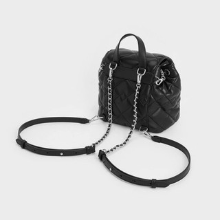 CHARLES & KEITH 小ck Aubrielle 鍊帶後背包 黑銀 | 蝦皮購物