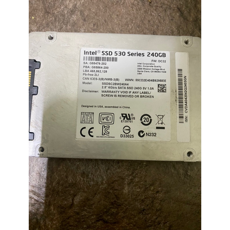 Intel SSD 530s 240G 240GB 2.5吋 SATA3 TLC SSD 固態硬碟 | 蝦皮購物