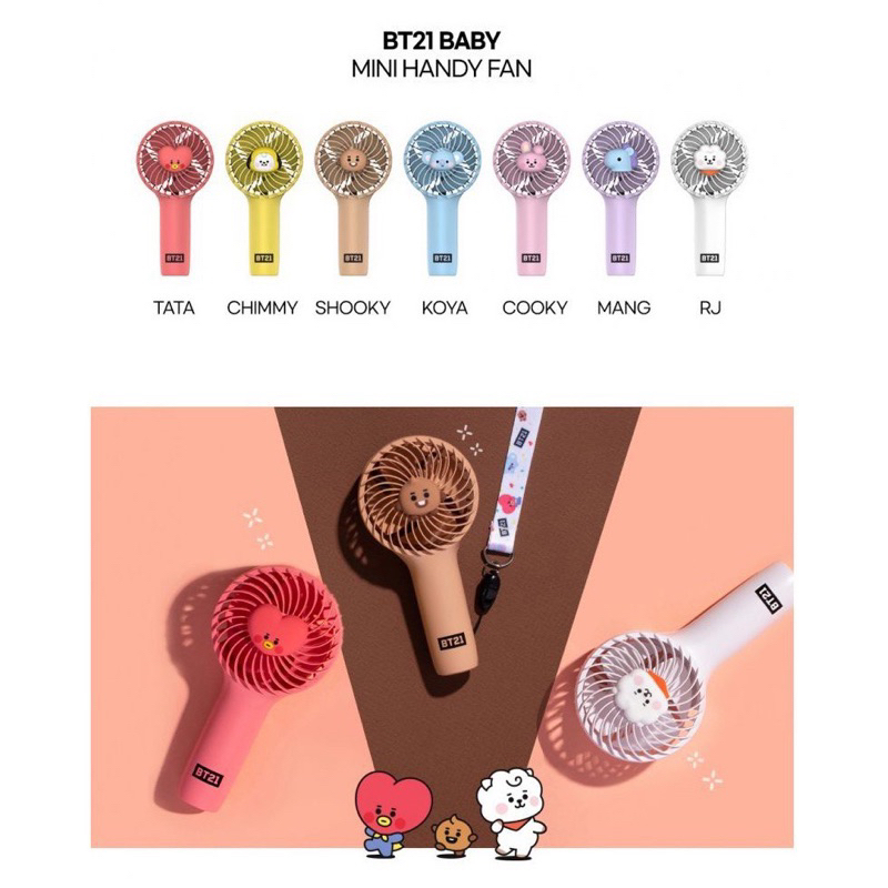 🔥【現貨】BT21 MINI HANDY FAN 攜帶式手持風扇 | 蝦皮購物