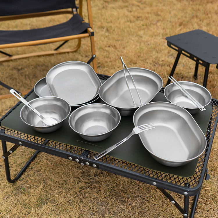 【台灣24H出貨】【尋露】CLS 戶外304不鏽鋼餐盤 贈收納袋 10件組8件組6件組 湯盆小碗碟 露營野餐 | 蝦皮購物