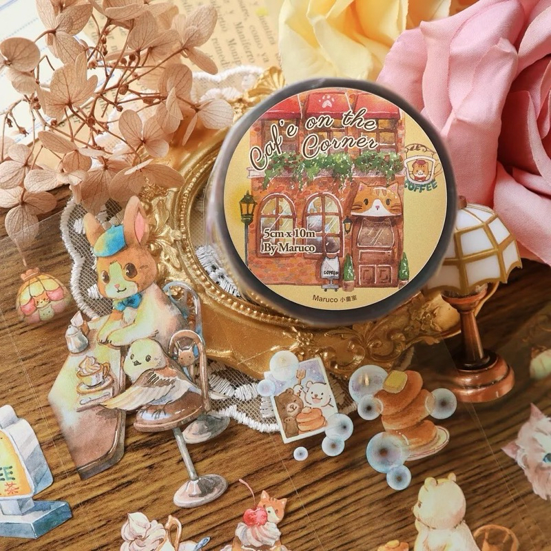 理想の部屋 X maruco小畫室 聯名特別企劃/原創商品販售 -街角的喫茶店 PET膠帶 | 蝦皮購物