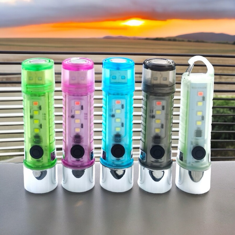 USB直充 迷你強光手電 5檔帶紅光 磁吸手電筒 熒光 小巧便携家用應急戶外露營遠足跑步照明 台灣出貨 | 蝦皮購物