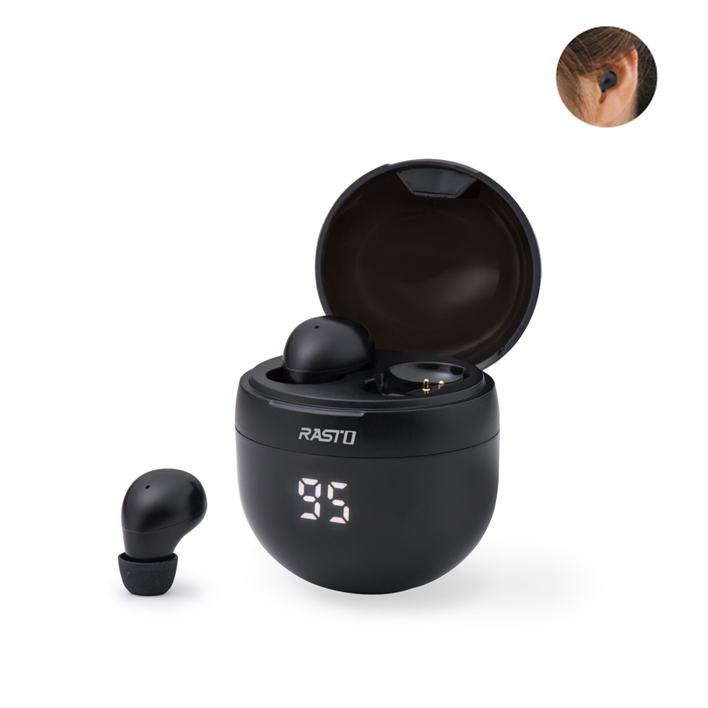 耳機 藍芽耳機 RASTO RS61 黑曜石小耳洞專用電量顯示真無線藍牙5.3耳機 | 蝦皮購物