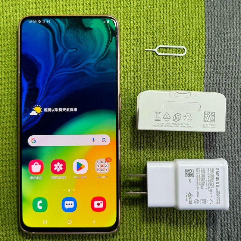 Samsung A80 128G 85新 6.7吋 金 雙卡雙待 指紋辨識 翻轉鏡頭 A805 三星 二手機回收 二手 | 蝦皮購物