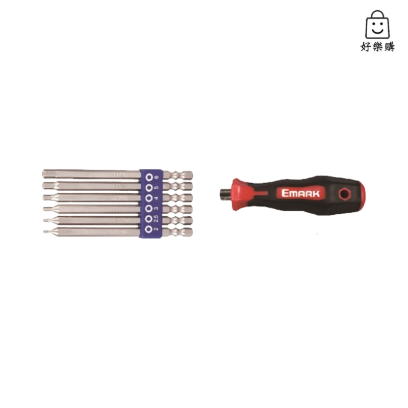 【好樂購】EMARK 伊瑪克 6PCS替換式起子組 替換式起子 螺絲起子 十字 一字 星型 雙頭起子 CRV 起子組 | 蝦皮購物