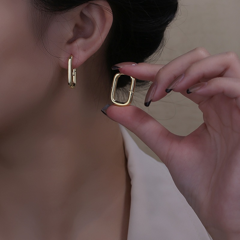 CoDy | 復古 橢圓環 圓圈 耳扣 韓版 銅鍍 S925純銀 耳環 鍍14K真金 耳飾 保色 | 蝦皮購物