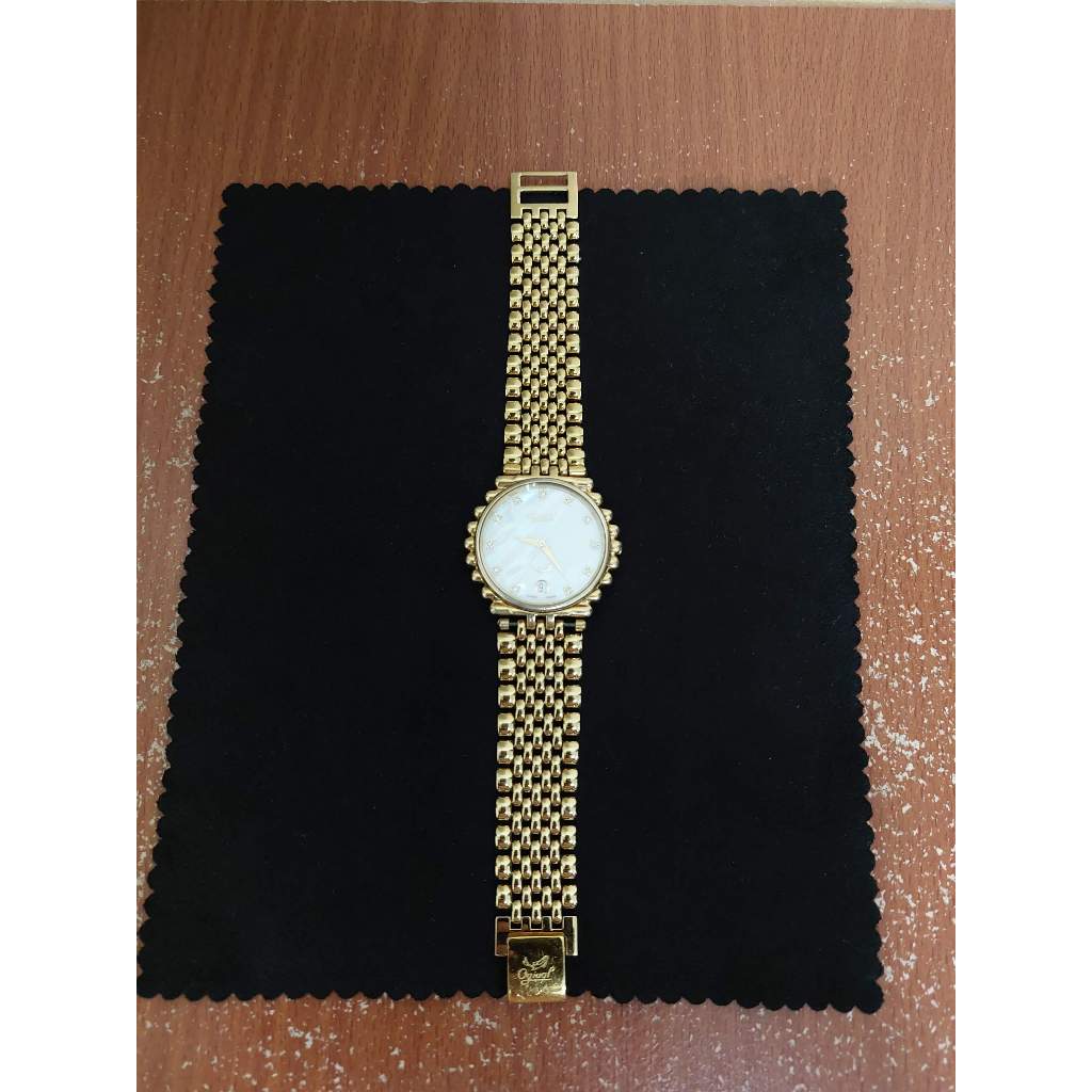 瑞士製 愛其華 Ogival 18K龍頭 晶鑽時標 珍珠母貝 藍寶石玻璃 古著 腕錶 手錶 | 蝦皮購物