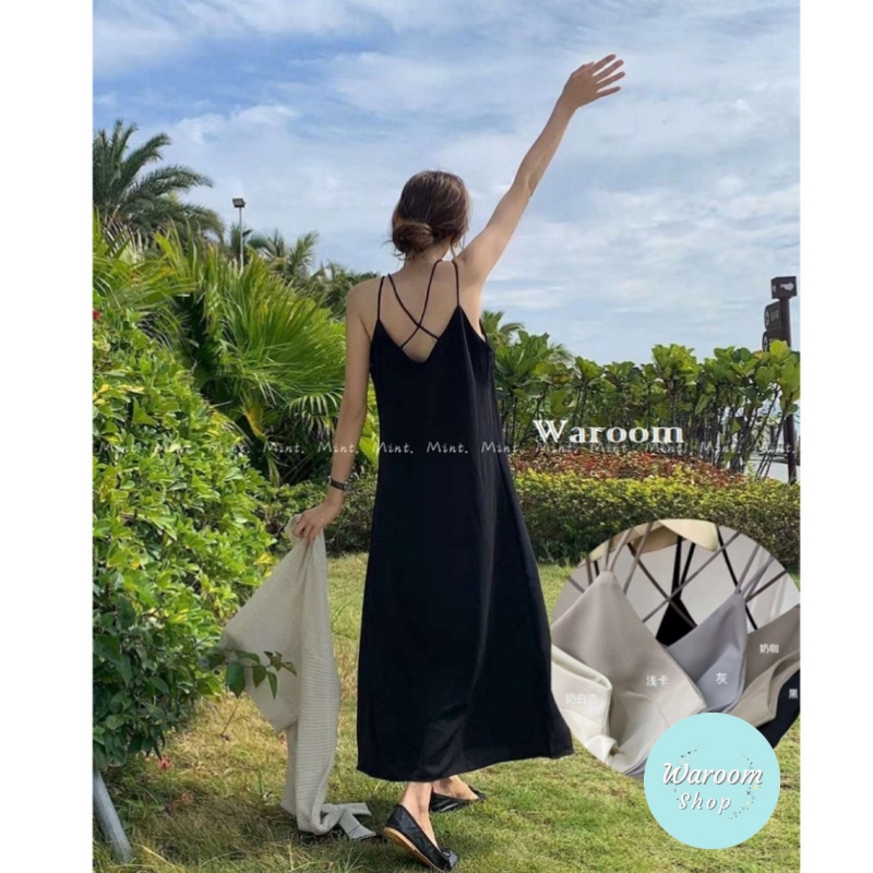 Waroom|現貨實拍 超仙韓國法式後交叉細肩洋裝|女裝|無袖洋裝|吊帶連身裙|雪紡洋裝|約會|細肩背心裙 8025 | 蝦皮購物