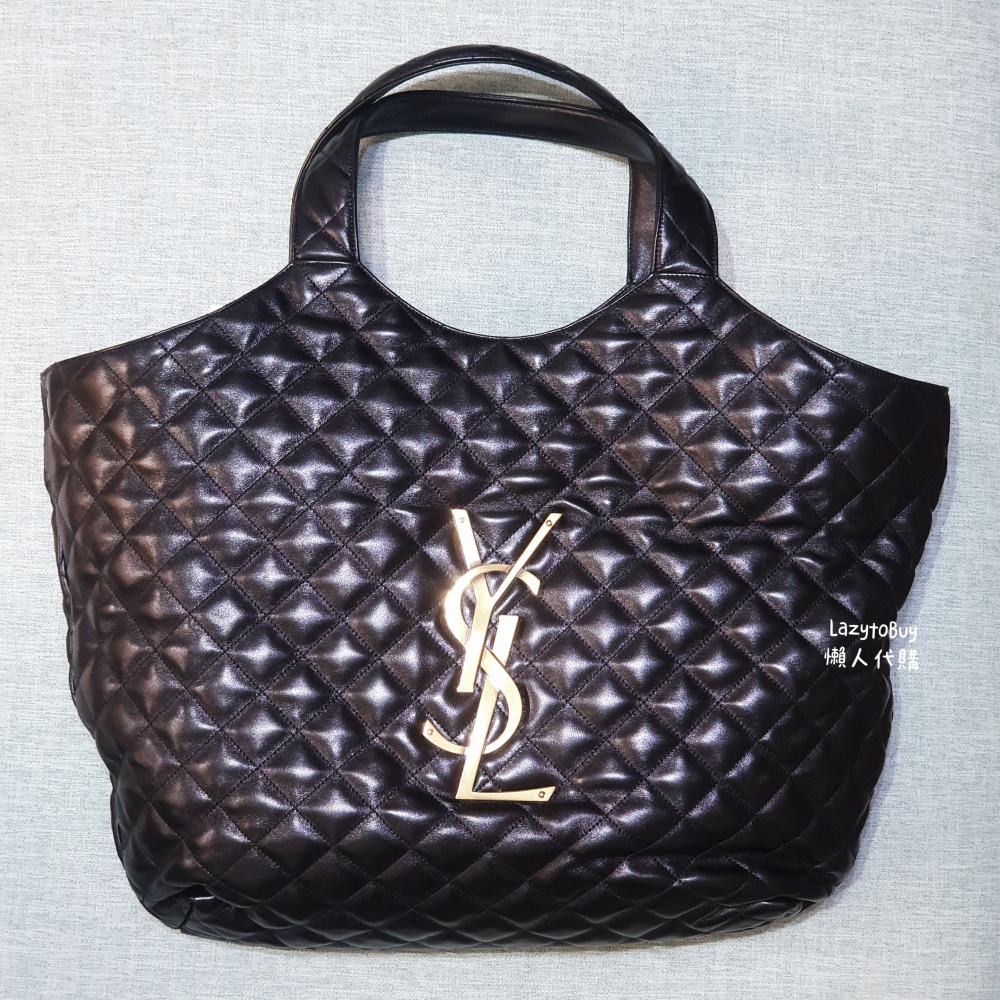 【二手現貨】YSL 小羊皮超大購物袋 黑色 肩背包 手提包 包包 官方正品 聖羅蘭 Saint Laurent（免運費） | 蝦皮購物