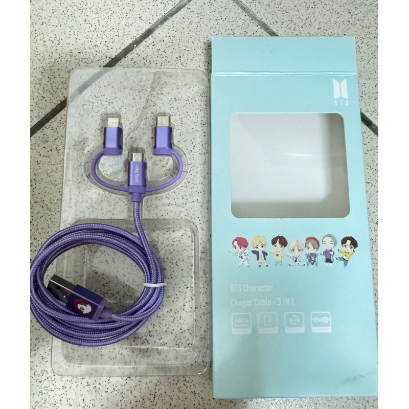 韓國正版BTS character chager cableQ版3合ㄧ充電 線 JUNGKOOK 1入 | 蝦皮購物