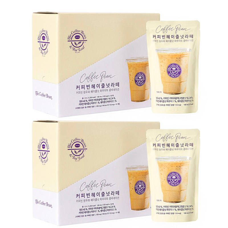 【現貨】韓國🇰🇷 The Coffee Bean 袋裝榛果拿鐵 190ml 袋裝咖啡 | 蝦皮購物